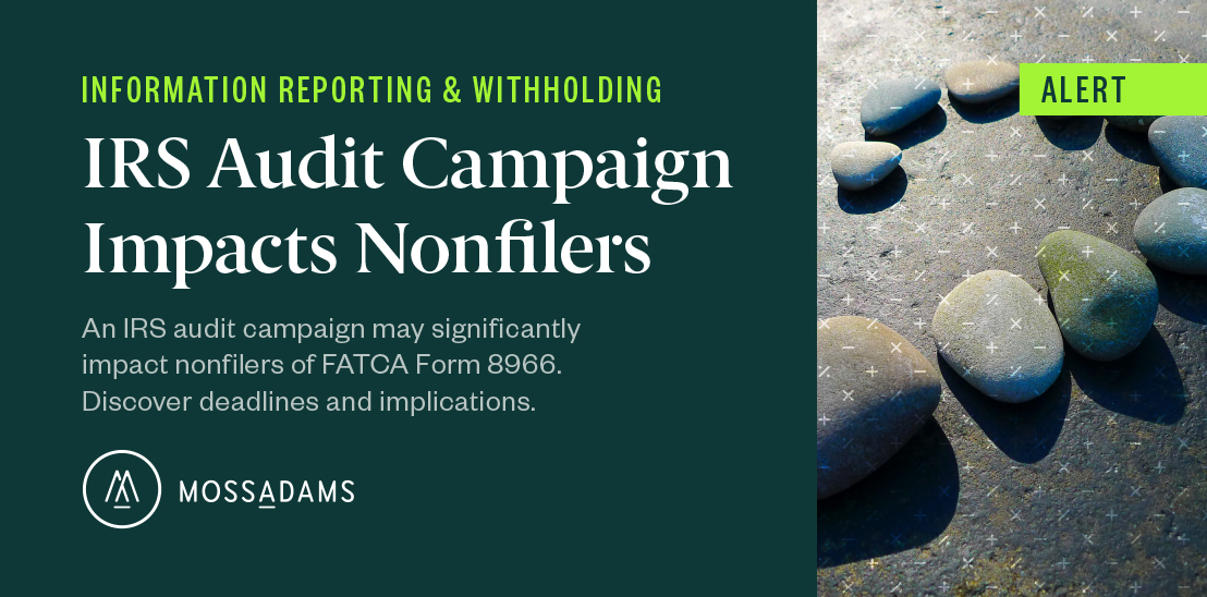 IRS FATCA Filing Campaign for Form 8966 Nonfilers