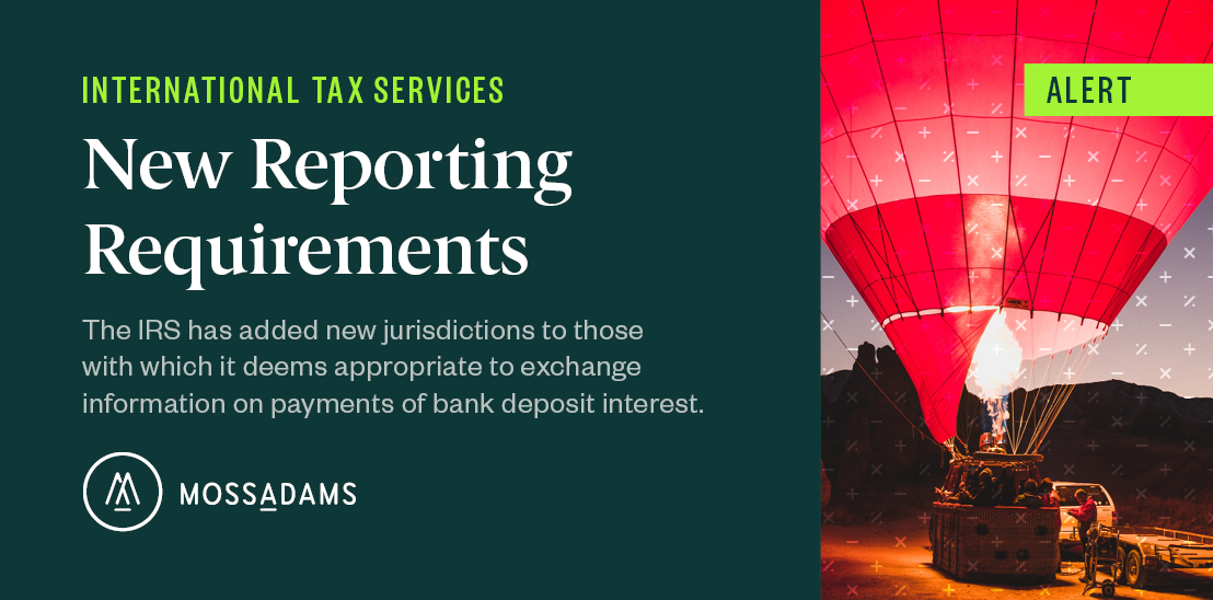 IRS Expands Bank Deposit Interest Reporting Jurisdictions