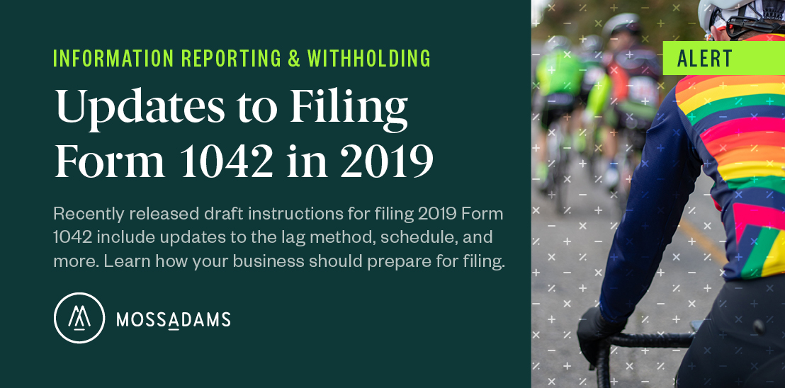 2019 Draft Instructions Issued for Form 1042
