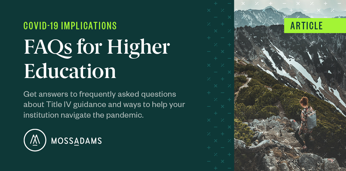 Higher Education FAQs for Title IV Aid and COVID-19