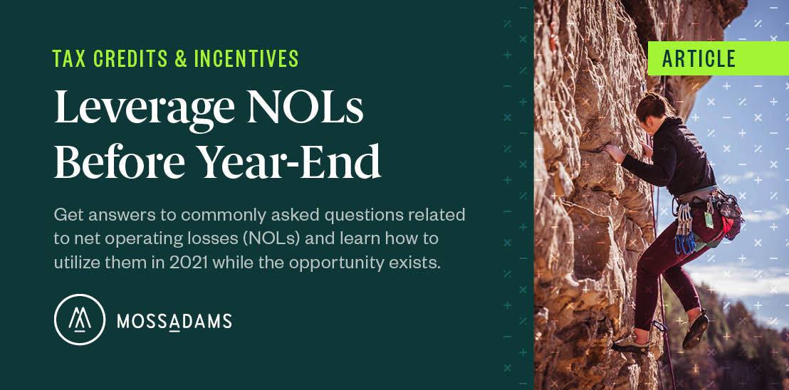 How to Leverage Net Operating Losses (NOLs) in Your 2020 Year-End Filing