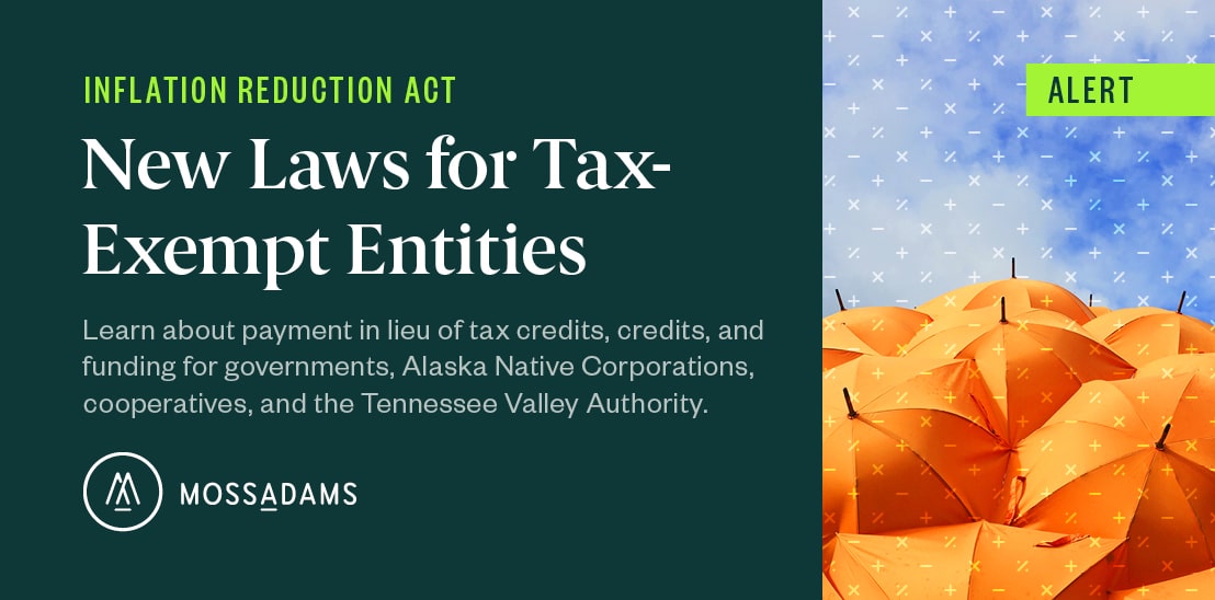 Inflation Reduction Act for Tax-Exempt Entities, Governments