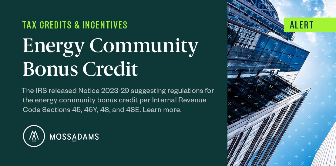 IRS Issues Guidance on the Energy Community Bonus Credit