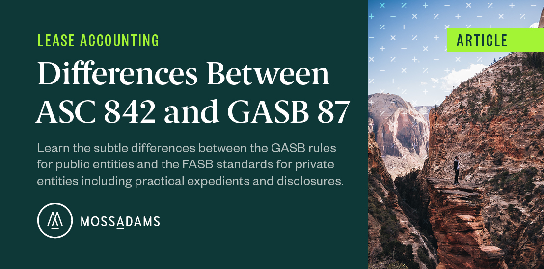 Lease Accounting, Differences Between ASC 842 and GASB 87