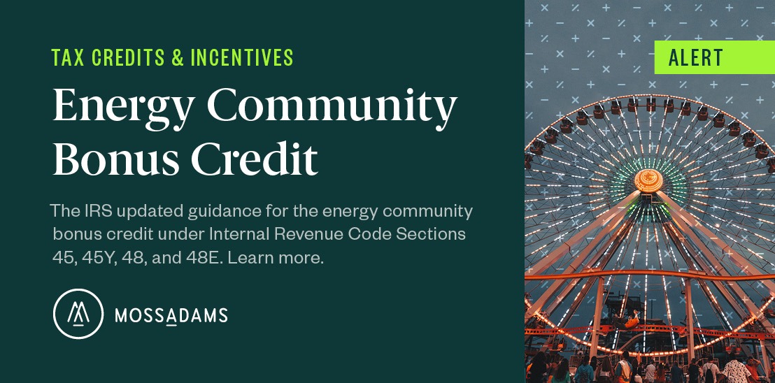 IRS Updates Guidance on the Energy Community Bonus Credit