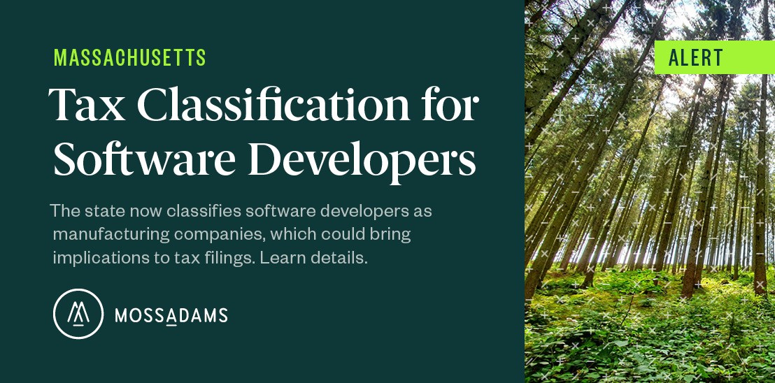 New Tax Classification for Massachusetts Software Companies