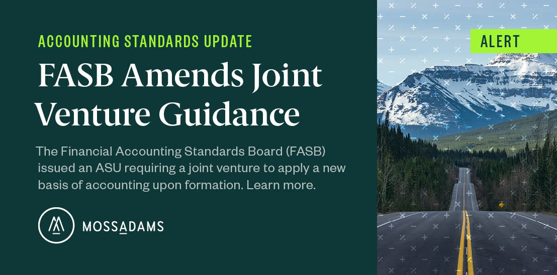FASB Provides Measurement Guidance for Joint Ventures
