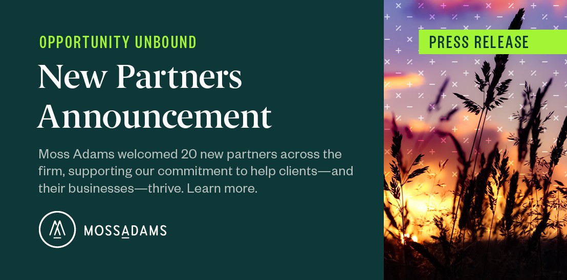 Moss Adams Adds 20 New Partners